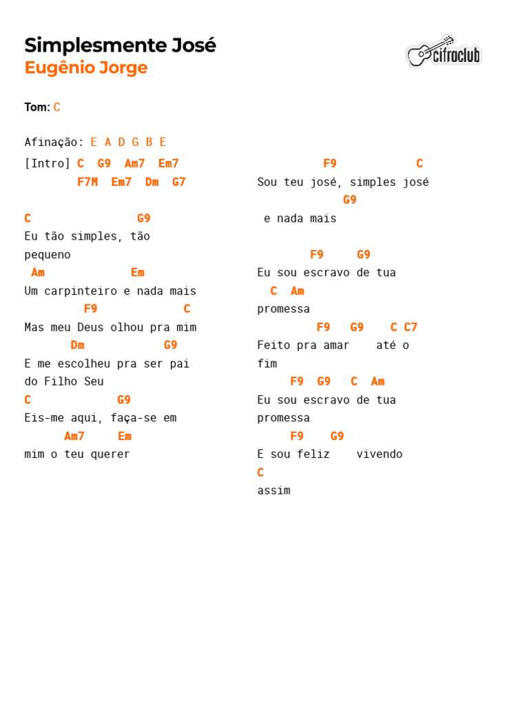 Cifra Club - Eugênio Jorge - Simplesmente José | PDF