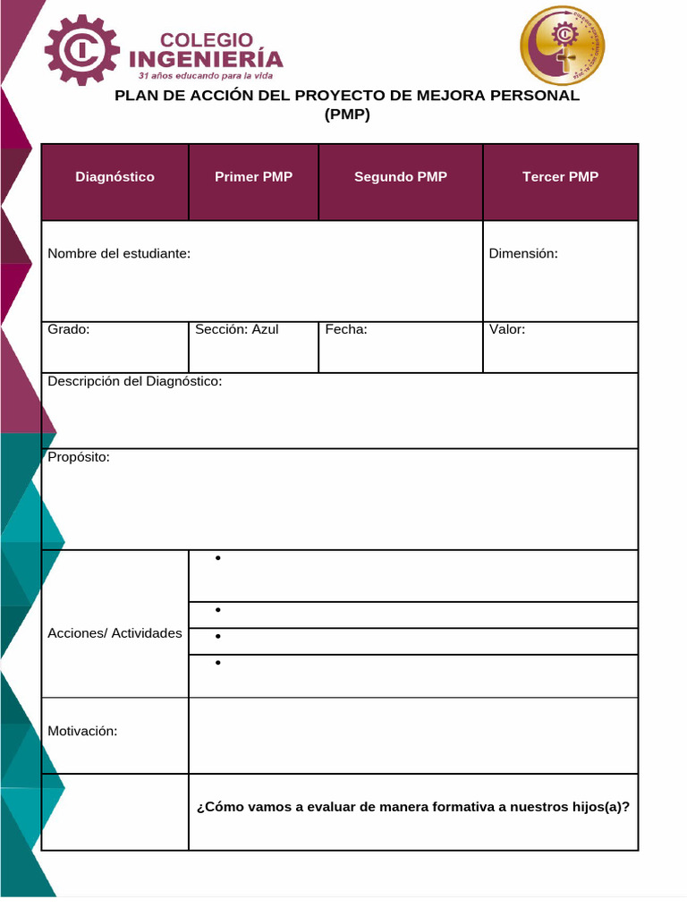 I PMP Ficha Modelo de PMP - Inicial - IV Bimestre | PDF