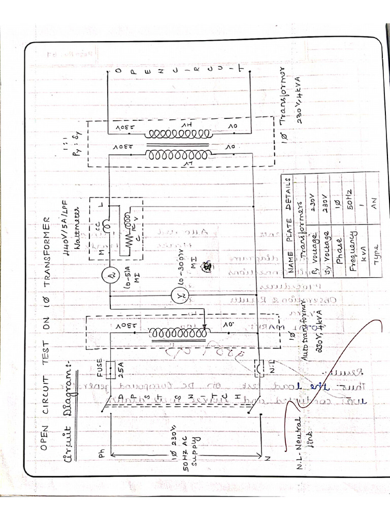 Open Circuit and Short Circuit Tests On Single Phase Transformer | PDF