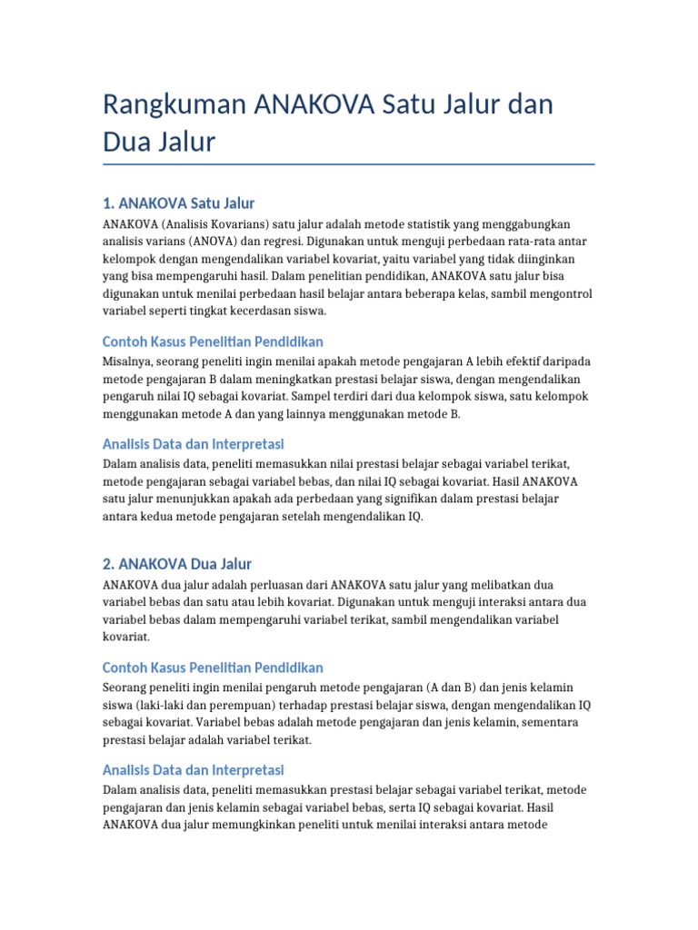 ANAKOVA Rangkuman | PDF
