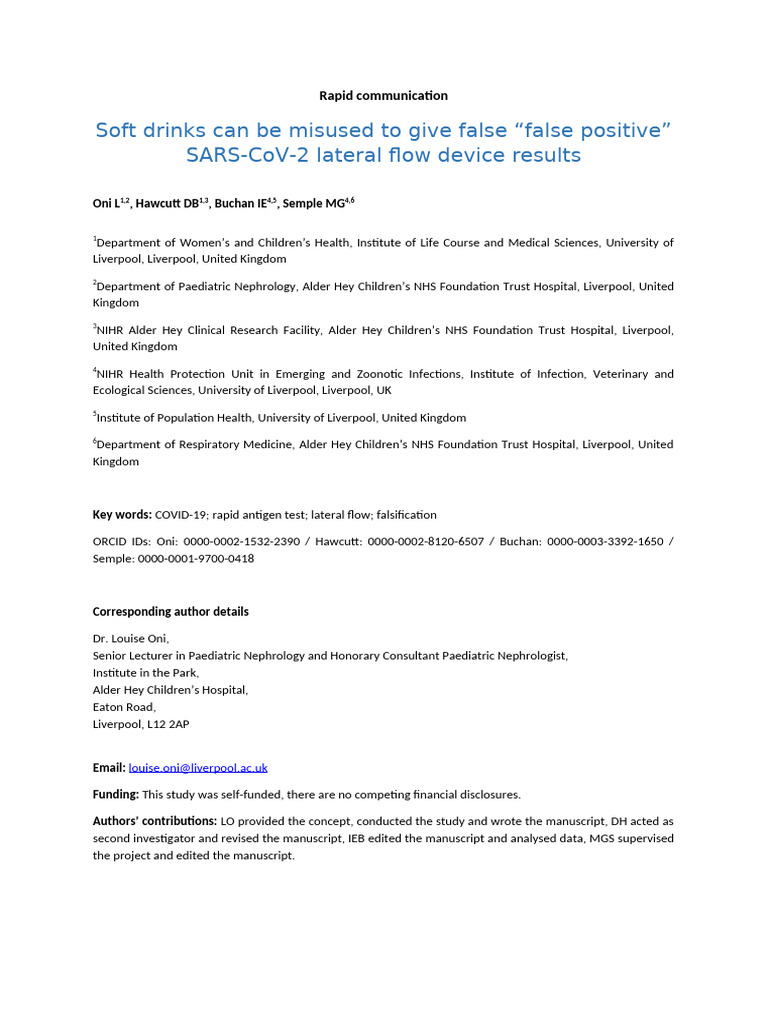 LFD False False Positive | PDF | Clinical Medicine | Health Sciences