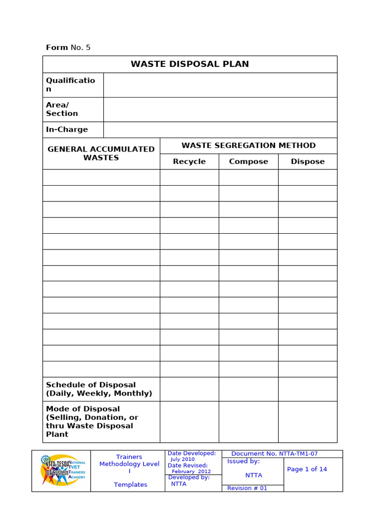 Waste Disposal Plan | PDF