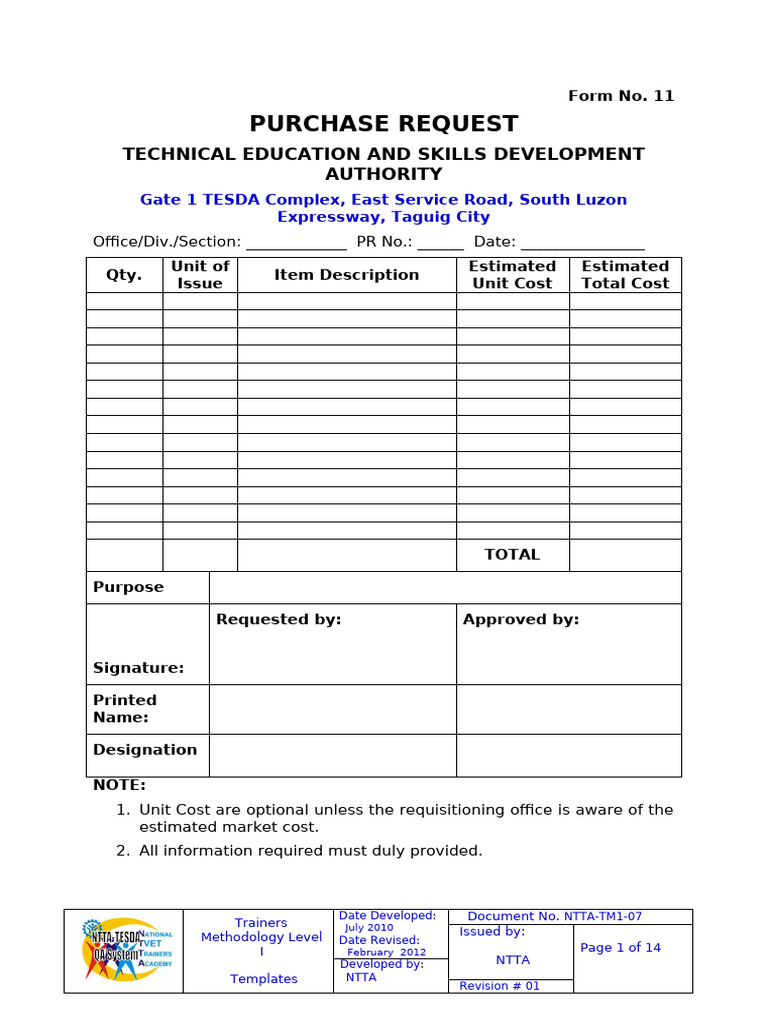 Purchase Request | PDF