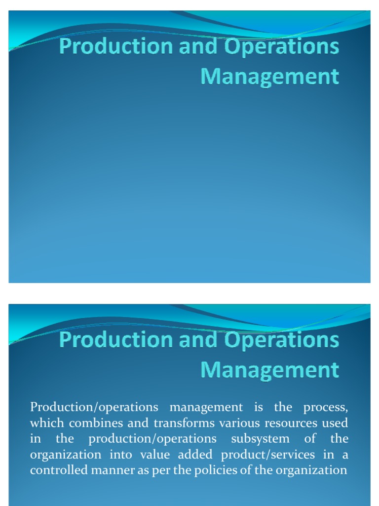 Production and Operations Management | PDF