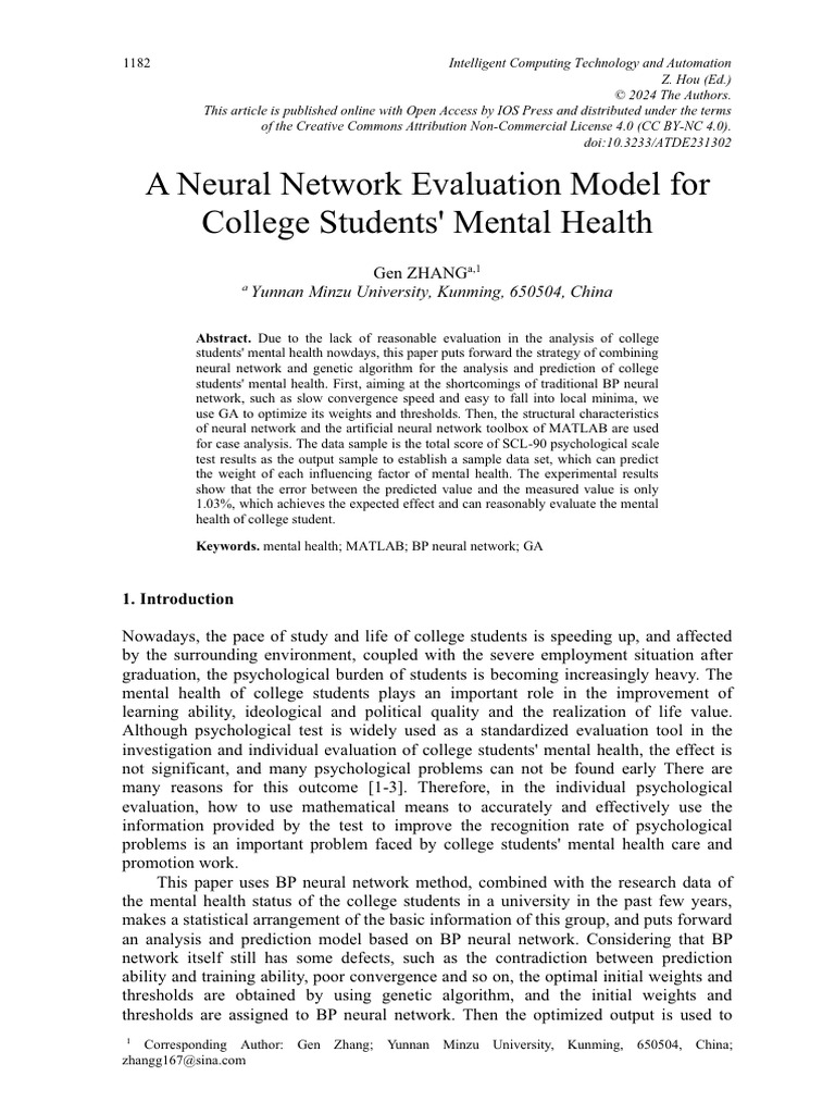 A Neural Network Evaluation Model For College Stud | PDF | Artificial Neural Network | Applied ...