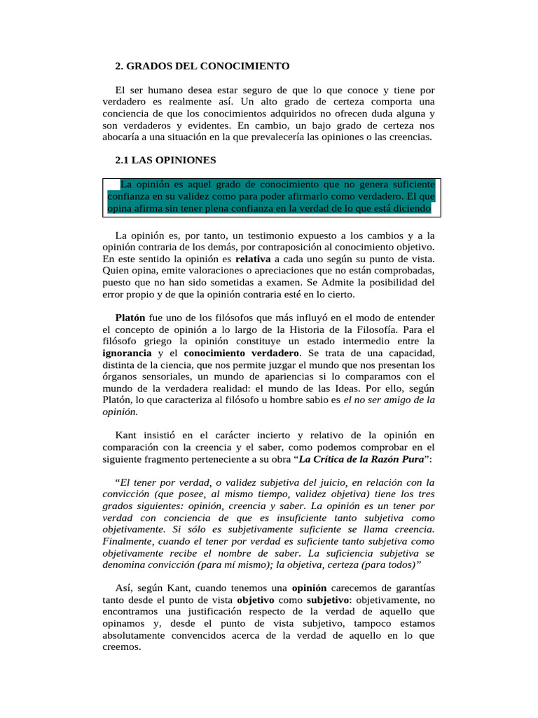 Grados Del Conocimiento | PDF | Certeza | Conocimiento