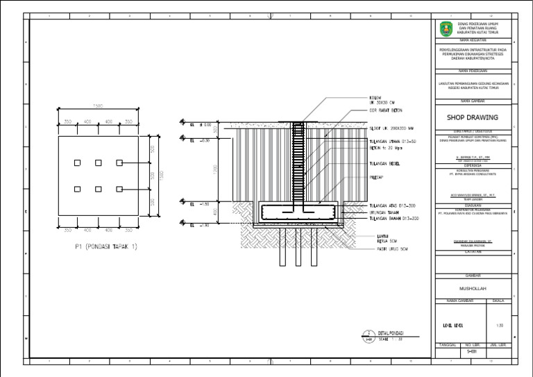 Detail Potongan Pondasi File Cap Mushollah | PDF