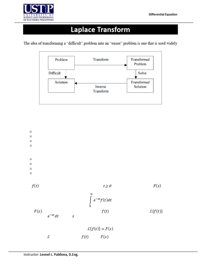Differential Equation ES 208 Topic 8 | PDF | Laplace Transform | Equations