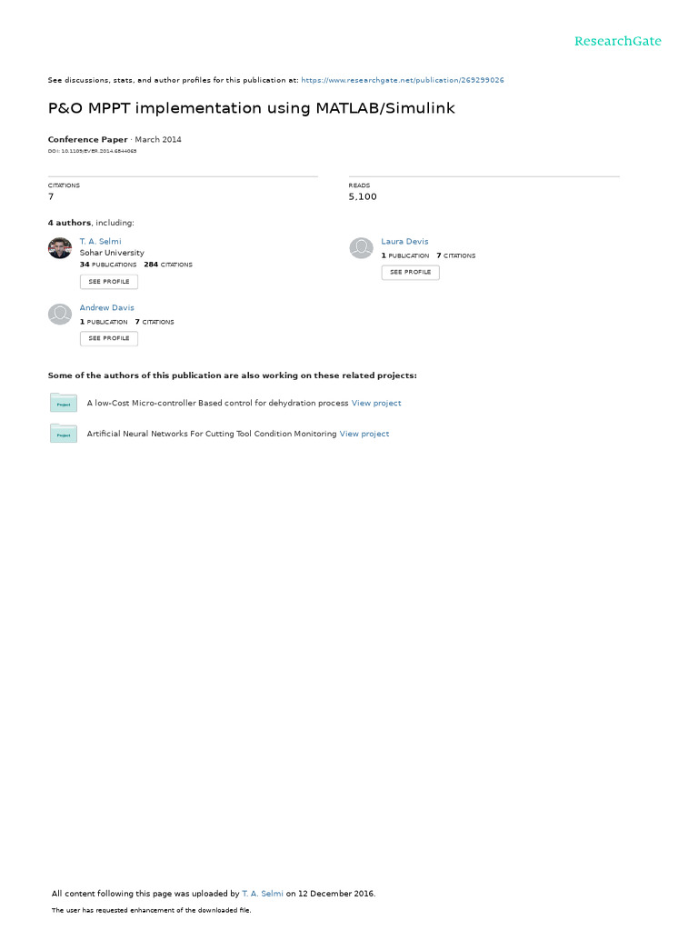 P&O MPPT in MATLAB/Simulink Analysis | PDF | Photovoltaics | Electrical ...