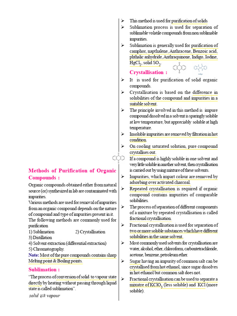 Purification of Organic Cpmpounds | PDF | Chromatography | Thin Layer ...