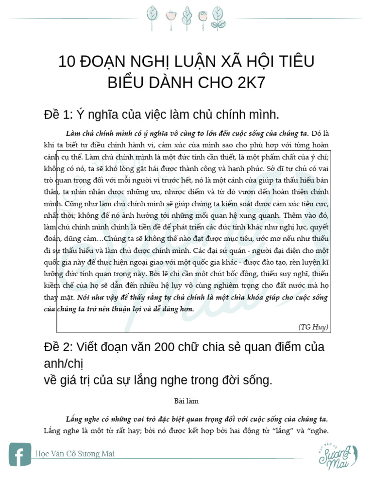 10 Đo N NLXH Dành Cho 2k7 | PDF