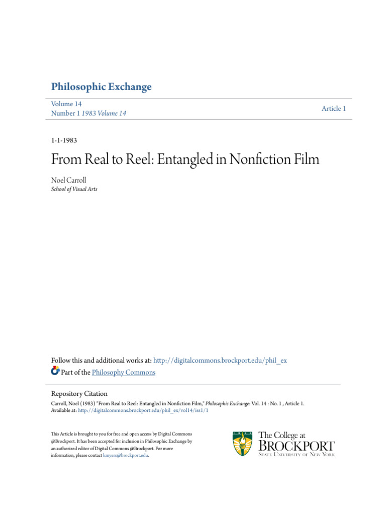 Real to Reel: Nonfiction Film Analysis | PDF | Liberal Arts Education