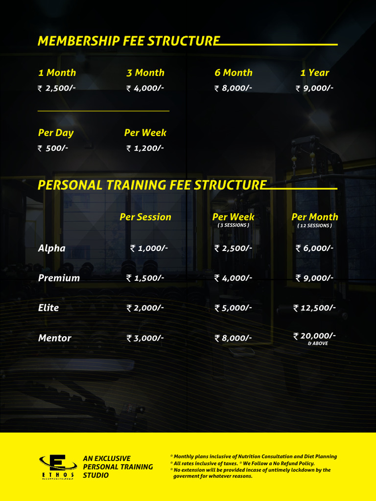 Ethos Rate Card - A4 | PDF | Wellness