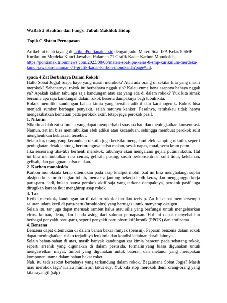 WaBab 2 Struktur dan Fungsi Tubuh Makhluk HidupARTIKEL ROKOK | PDF