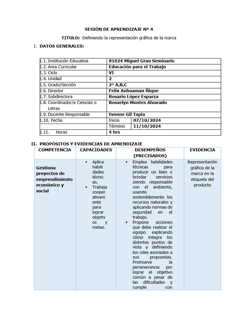 Sesión de Aprendizaje #4 Unidad 5 | PDF | Evaluación | Maestros
