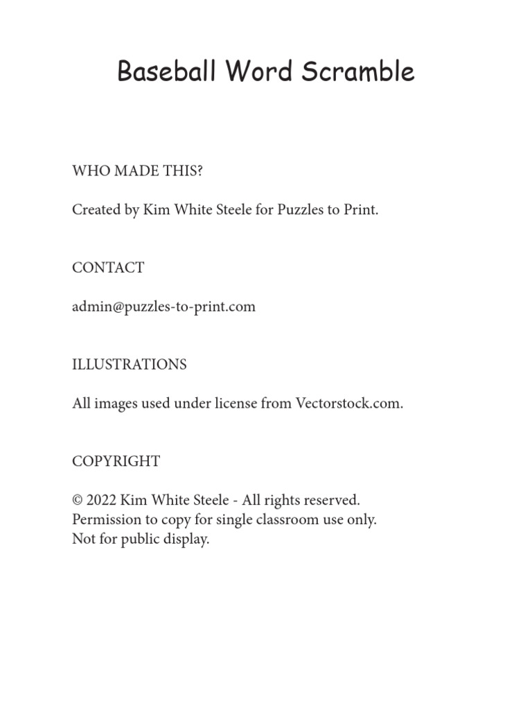 Baseball Word Scramble | PDF