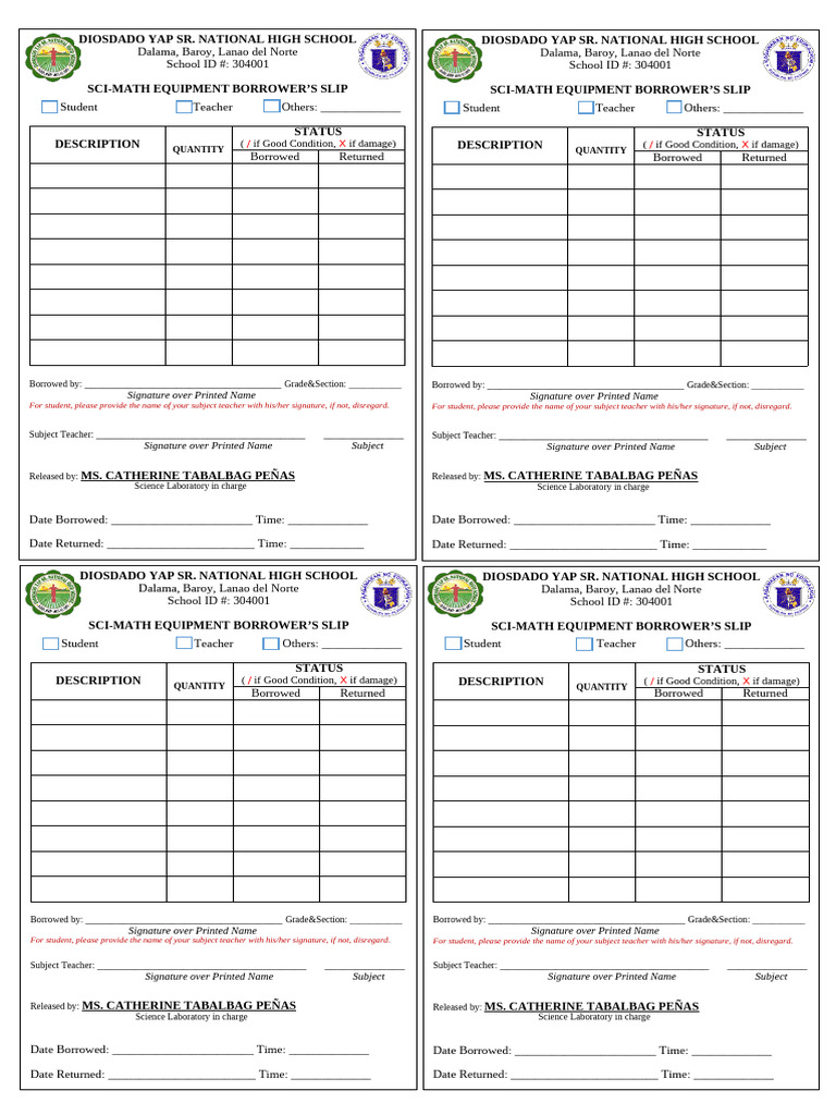 BORROWER'S SLIP | PDF