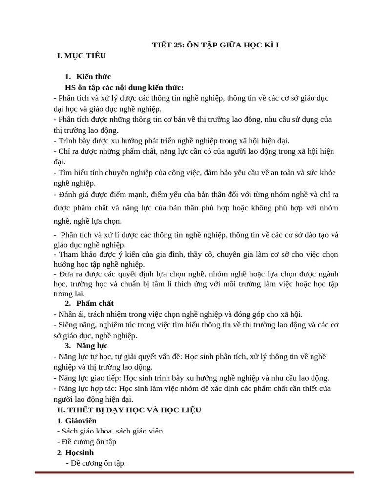 Tiet 25 On Tap Giua Ky I Mon HDTN-HN 12 | PDF