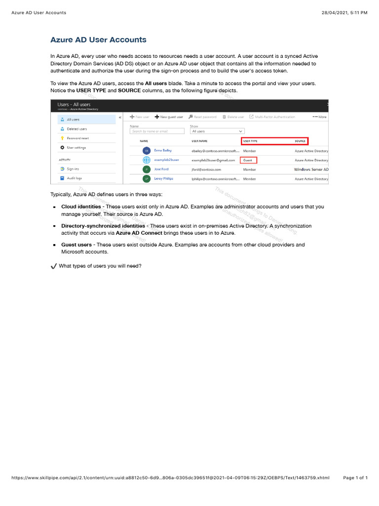 Understanding Azure AD User Accounts | PDF | Microsoft Windows | System ...