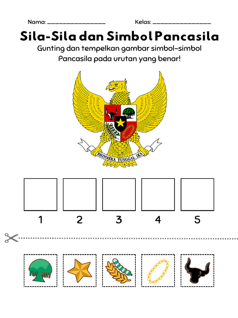 Lembar Kerja Sila-Sila Dan Simbol Pancasila Ilustrasi Putih | PDF | Karier & Perkembangan ...