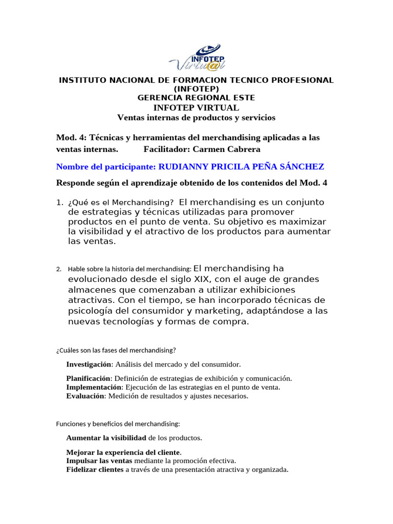 Tarea 1 Modulo 5 Merchandising | PDF | Marketing | Comercialización