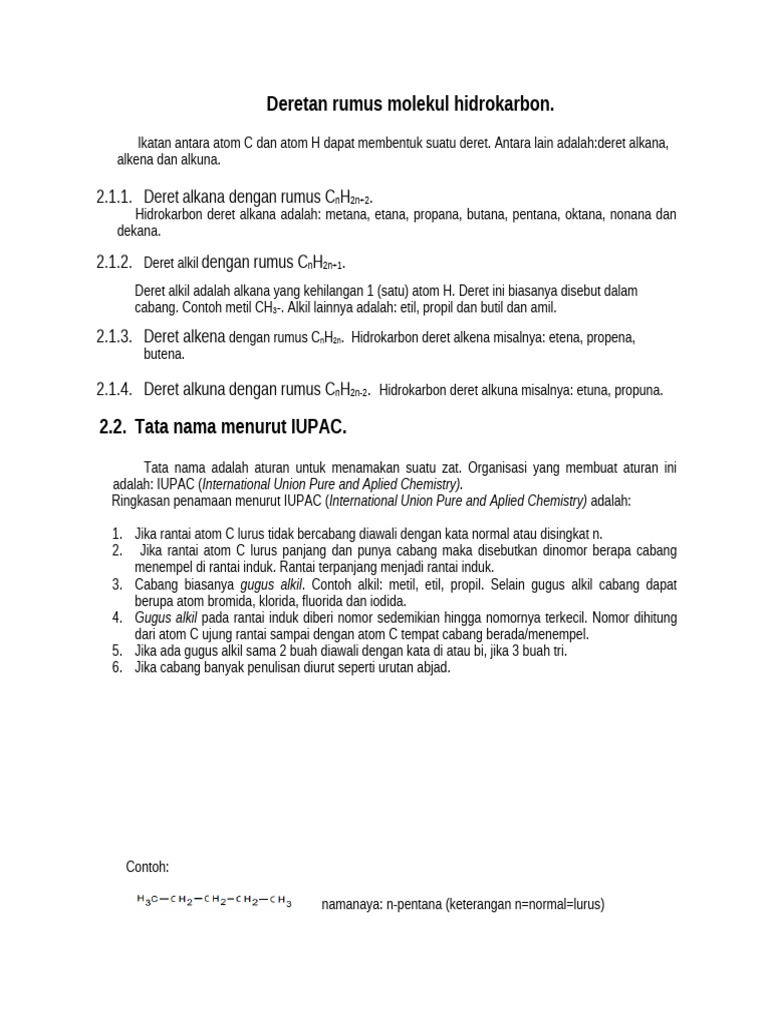 Rumus Molekul Hidrokarbon dan Tata Nama | PDF | Metode & Bahan Ajar