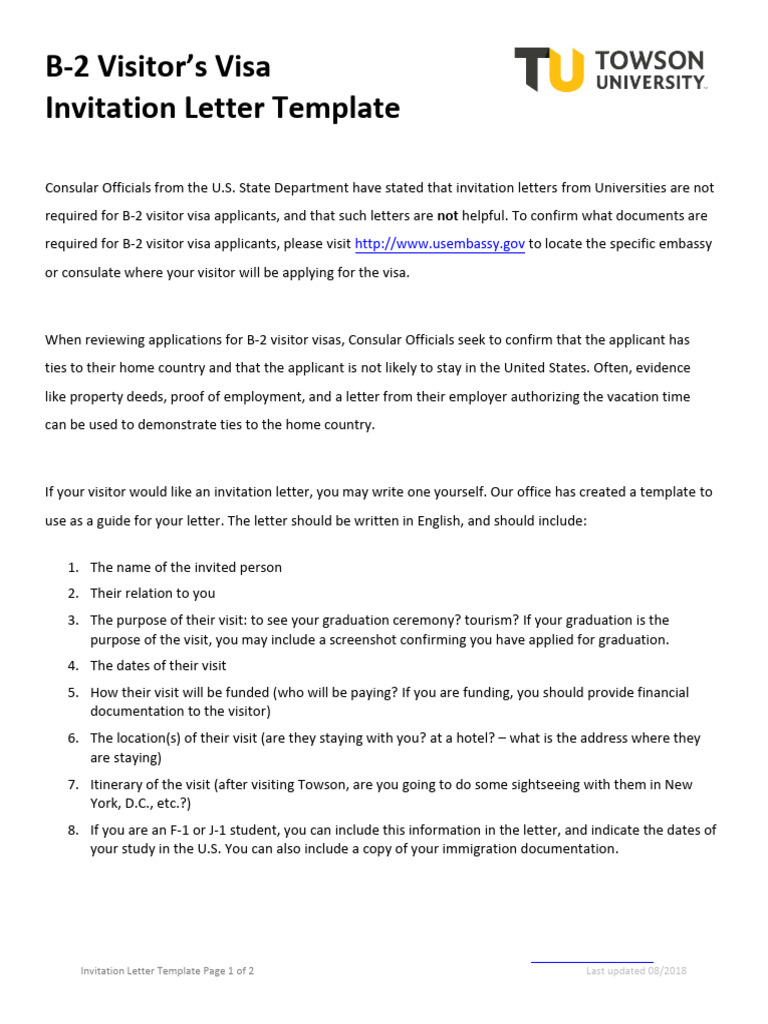 Personal Letter Of Invitation To Visit Usa 15+ Sample Formal