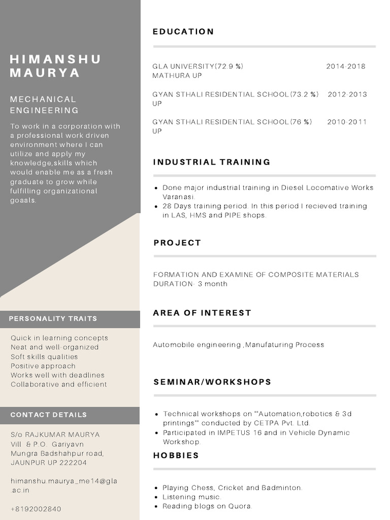 Himanshu Maurya: Mechanical Engineering | PDF