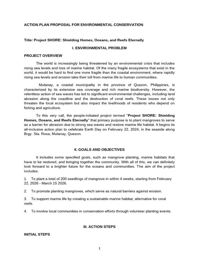 Philo-Action-Plan Example | PDF | Coast | Sea