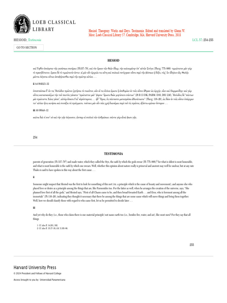 HESIOD, Testimonia | Loeb Classical Library | PDF