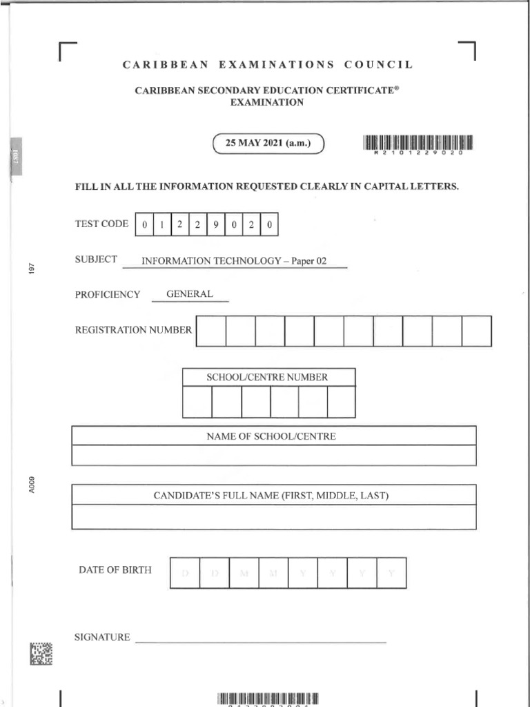CSEC IT Paper 2 - May 2021 | PDF