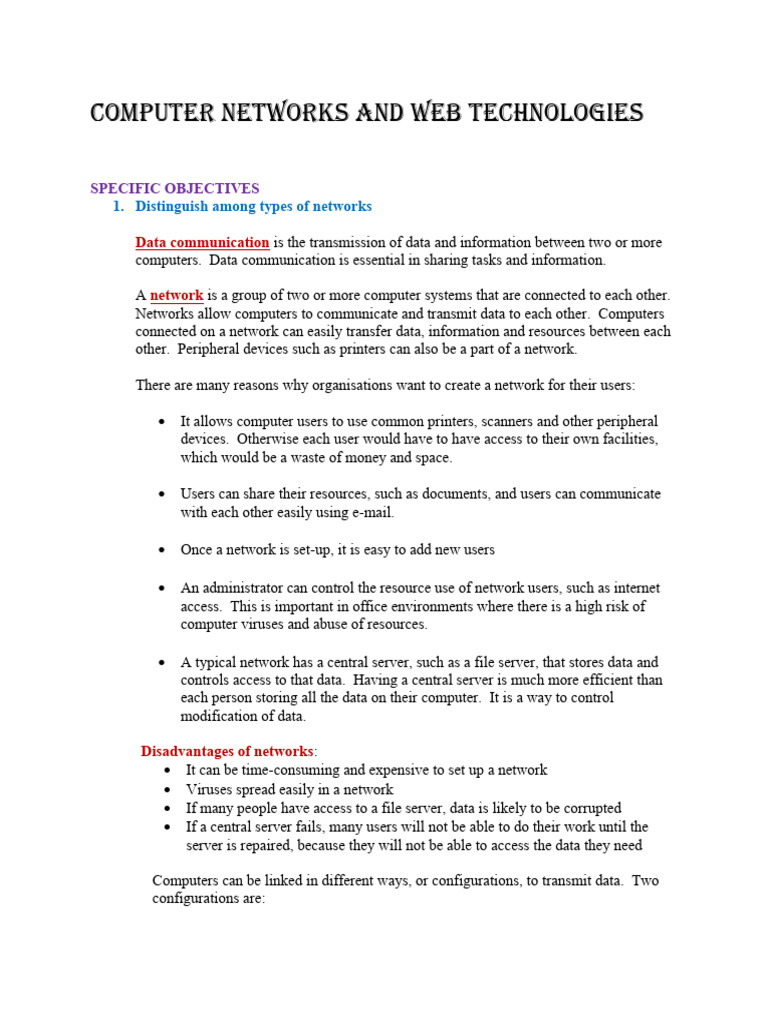 Computer Networks and Web Technologies | PDF | Computer Network | Bluetooth