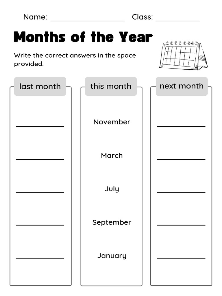 Print-Friendly Months of The Year | PDF