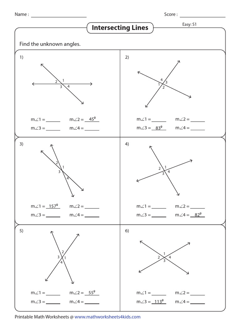 Intersecting Lines Easy1 | PDF