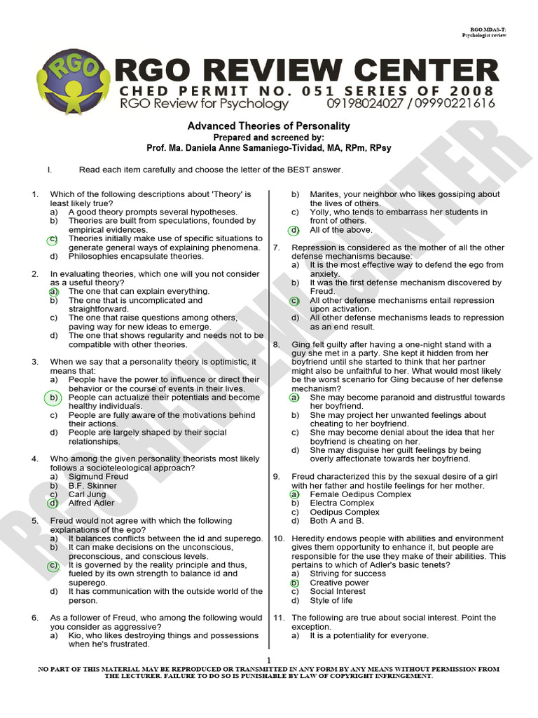 Advanced TOP Diagnostic Exam Answer Key | PDF | Reinforcement | Id