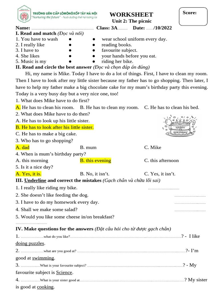 Review UNIT1 + Listening | PDF