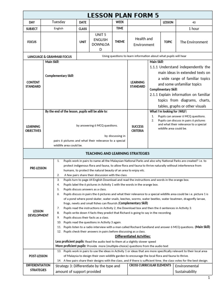 Lesson 40 Listening copy | PDF | Information | Lesson Plan