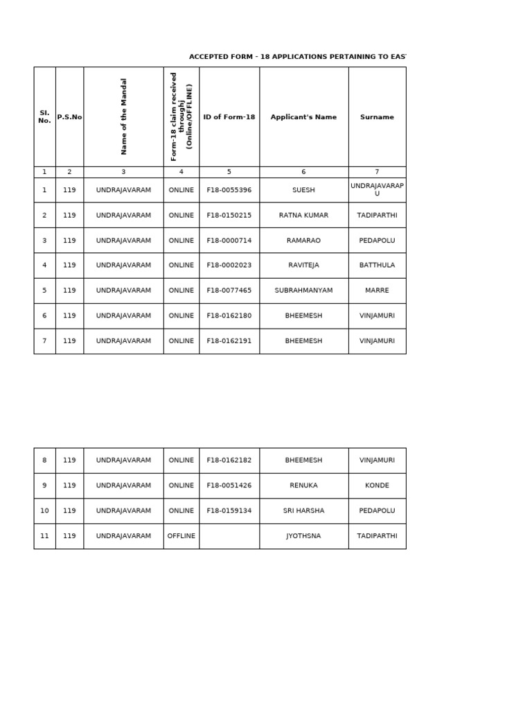 Ps No 119 - Suryaraopalem MLC Gradduates Excel Format-2024 | PDF