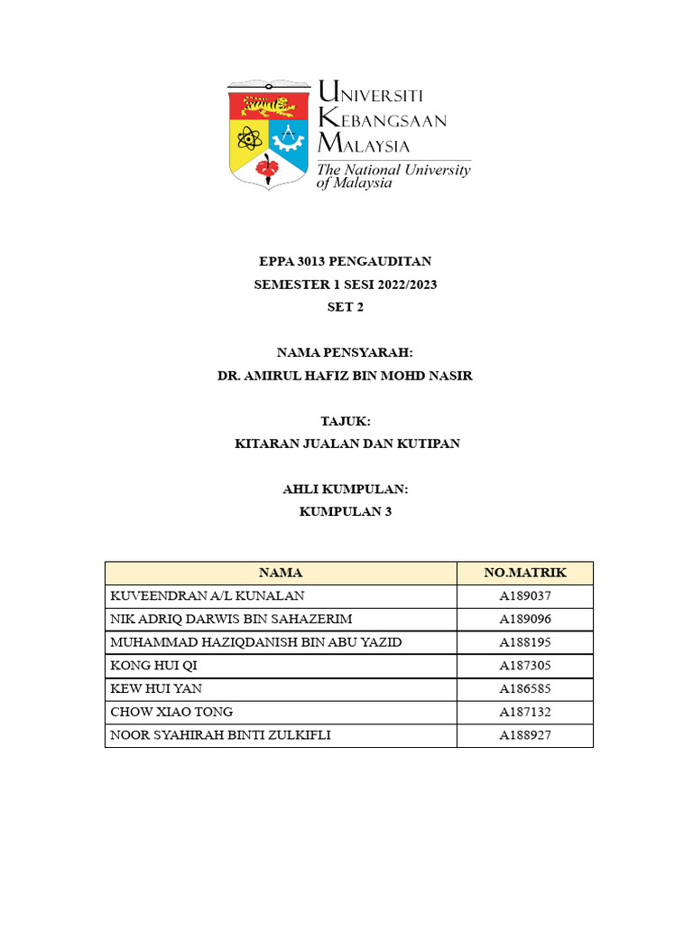 Laporan Bertulis Kitaran Jualan Dan Kutipan | PDF