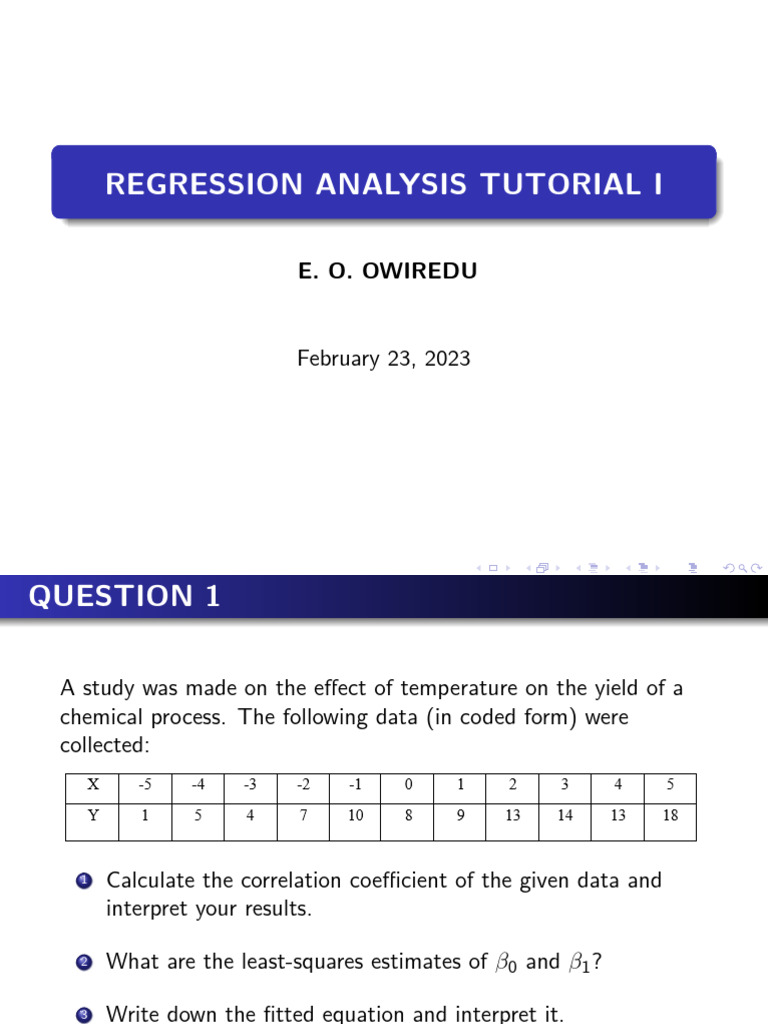 Tutorial 1 Question - Regression Analysis | PDF | Teaching Methods & Materials
