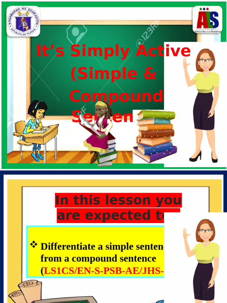 LS1 Eng. PPT-JHS (It's Simply Active (Simple and Compound Sentence ...