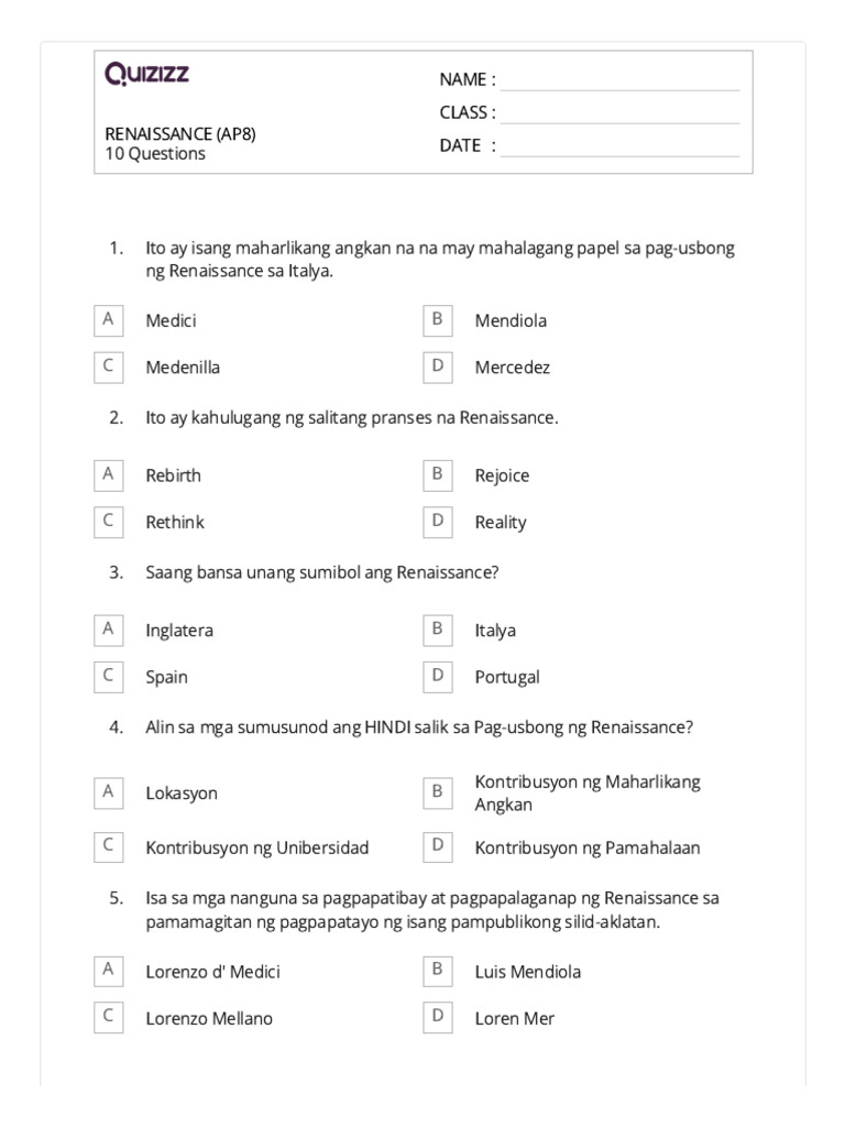 Renaissance (Ap8) | PDF