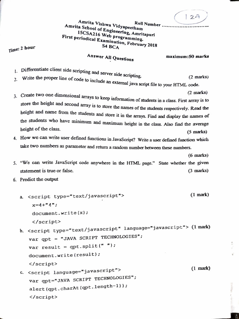 Web QP | PDF | Java Script | Dynamic Web Page Web QP | PDF | Java Script | Dynamic Web Page