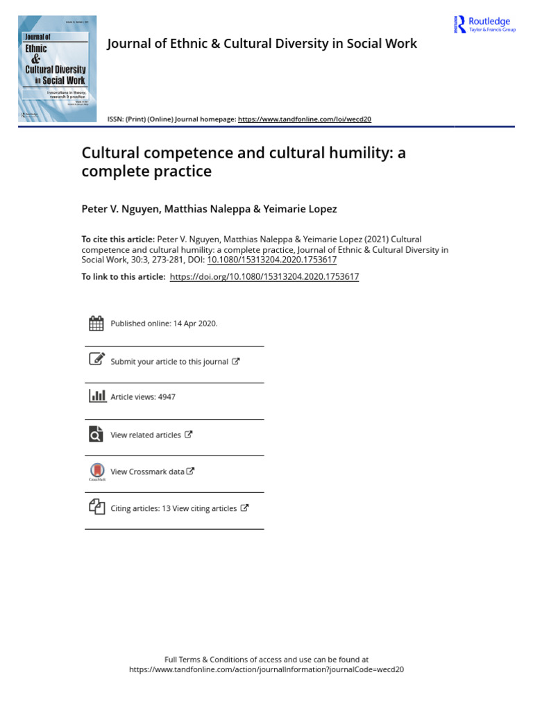 Cultural Competence and Cultural Humility A Complete Practice | PDF ...