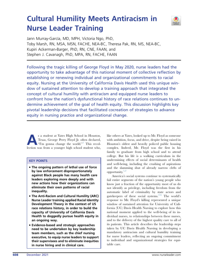 Cultural Humility Meets Antiracism | PDF | Nursing | Health Equity