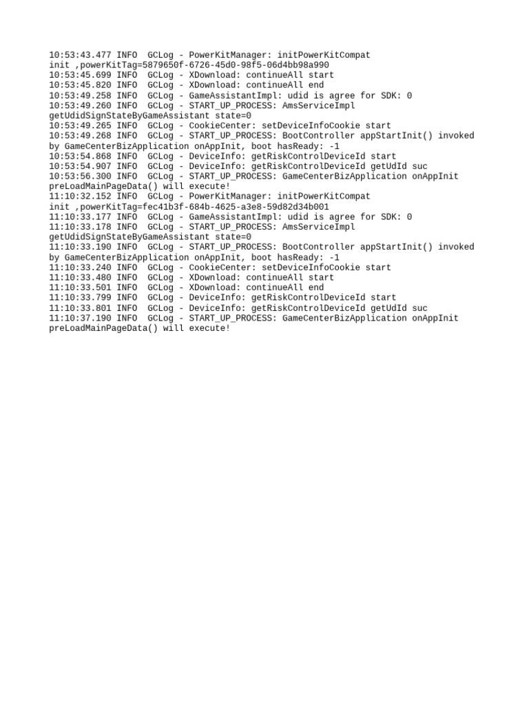 GameCenter Startup Log | PDF