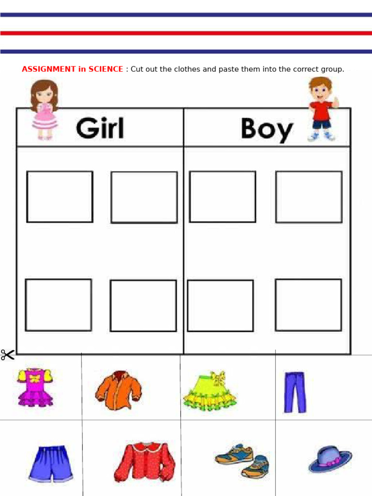 Science Assignment: Clothing Sorting Activity | PDF