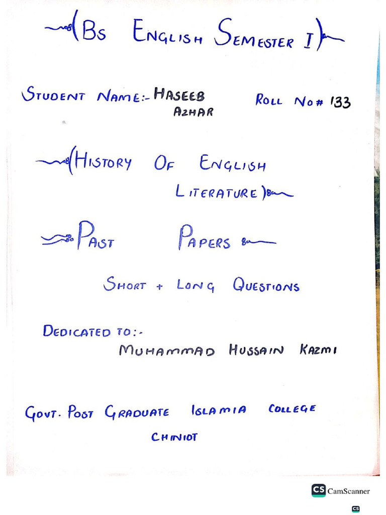 History of English Literature by Haseeb Azhar | PDF