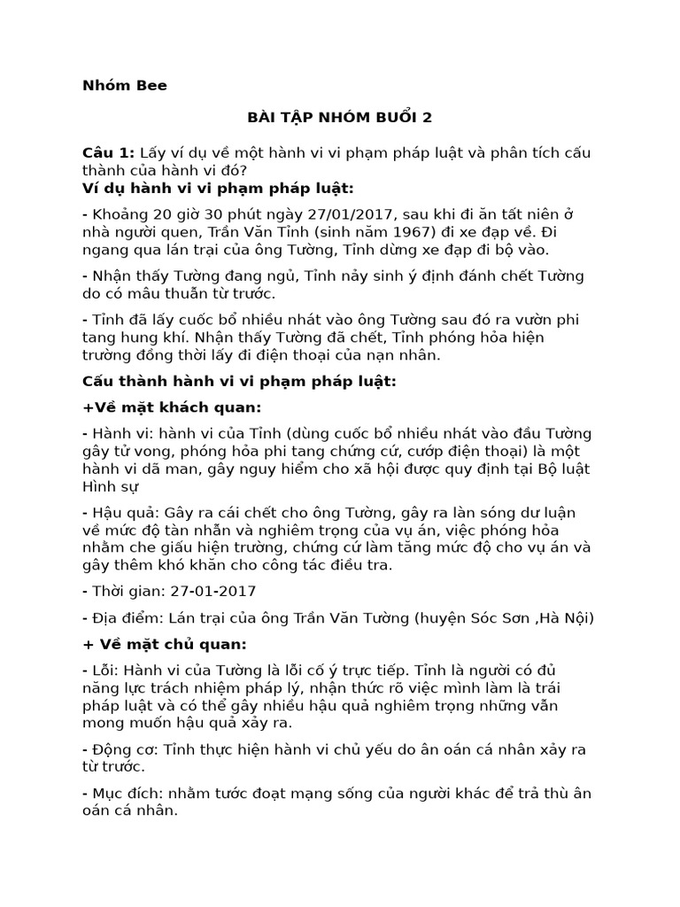 BT Nhóm Bu I 2 | PDF