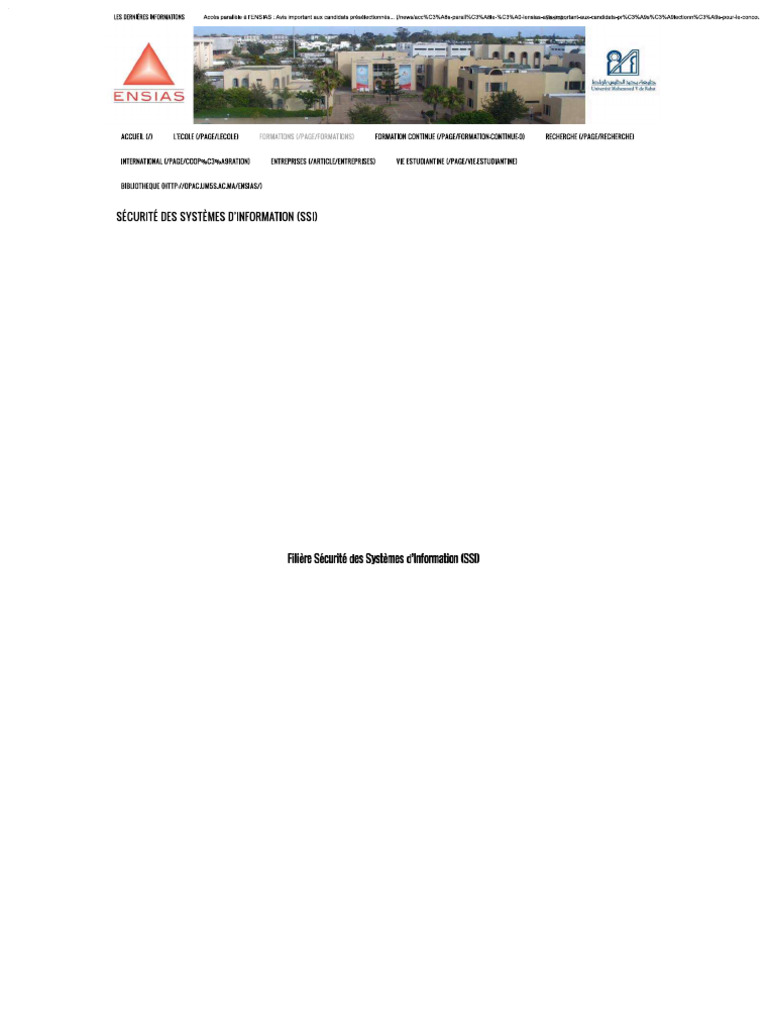 Filière Sécurité Des Systèmes D'information (SSI) | PDF
